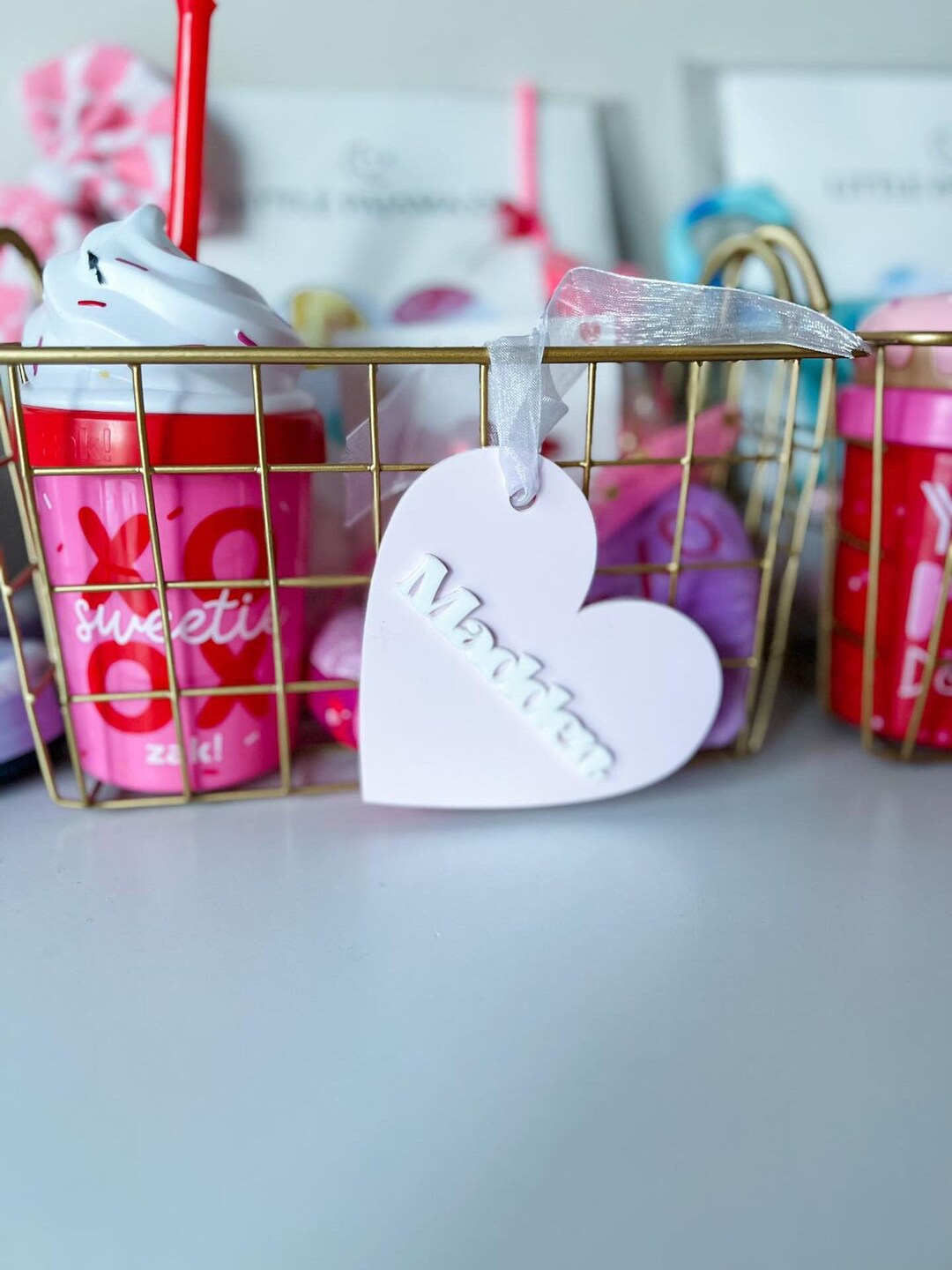 Valentine’s Tags | Personalized Acrylic Heart Gift Tags | Pink and Red ...