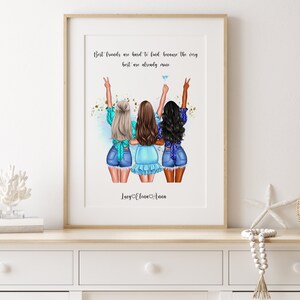 3 Best Friend Print, Best Friend Gift, Personalised Best Friend Gift ...