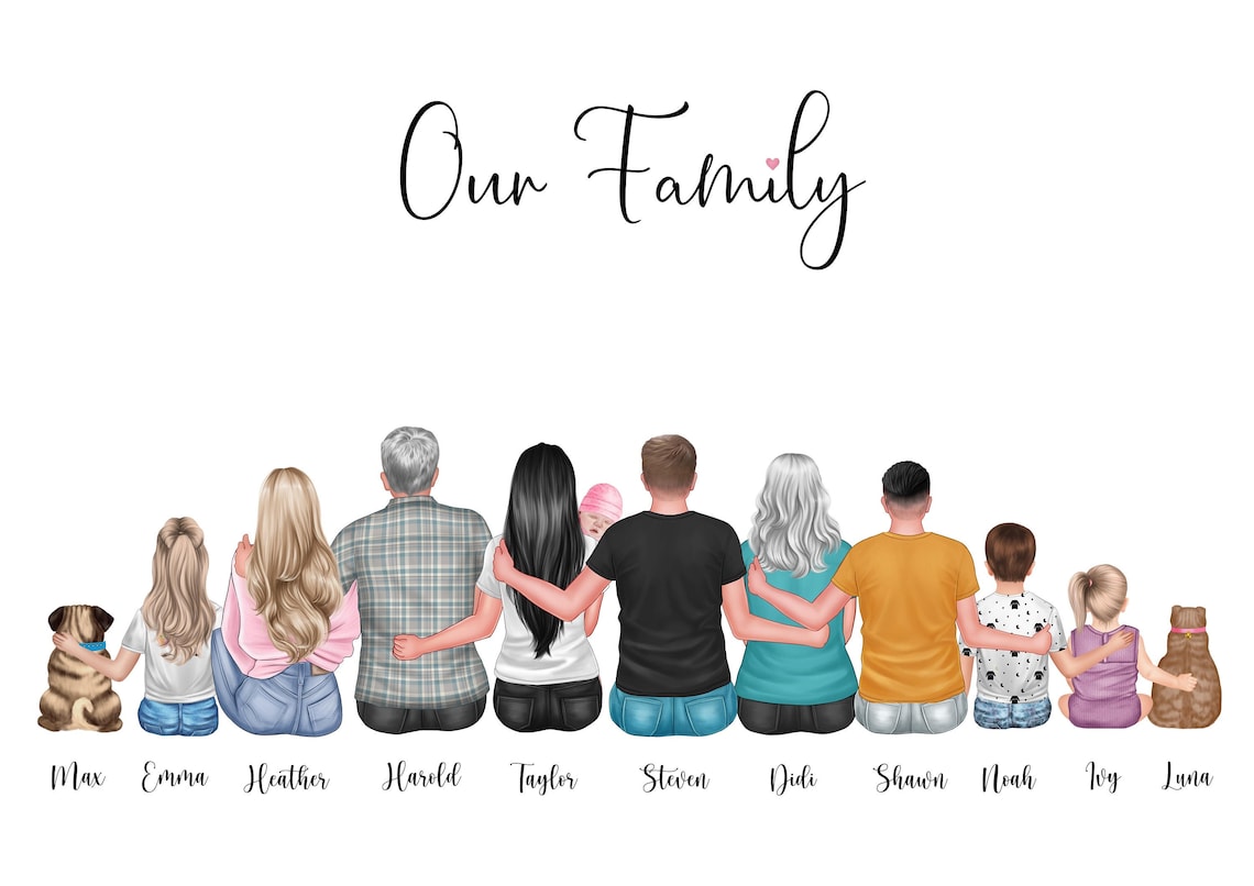 Personalised Family Print Family Prints Personalised Family - Etsy