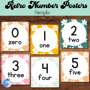 Retro Number Posters | Flower Power | Daisy Classroom Decor | Ten ...