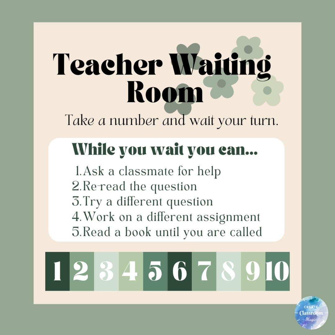 Teacher Waiting Room - Student Waiting Room Poster - Classroom Organization - Classroom ...
