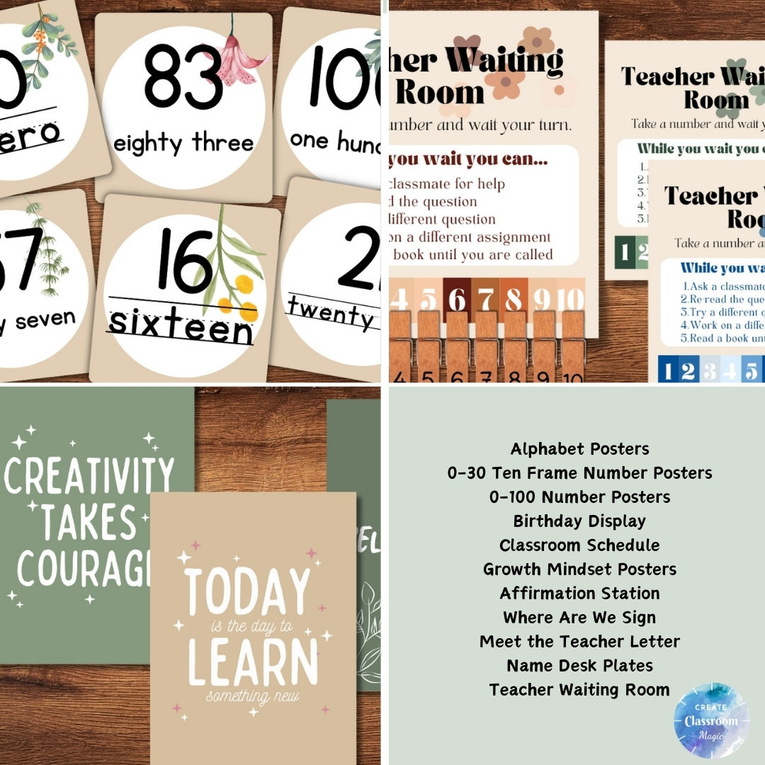 Boho Classroom Decor Bundle Calm and Neutral Plant Theme Complete ...