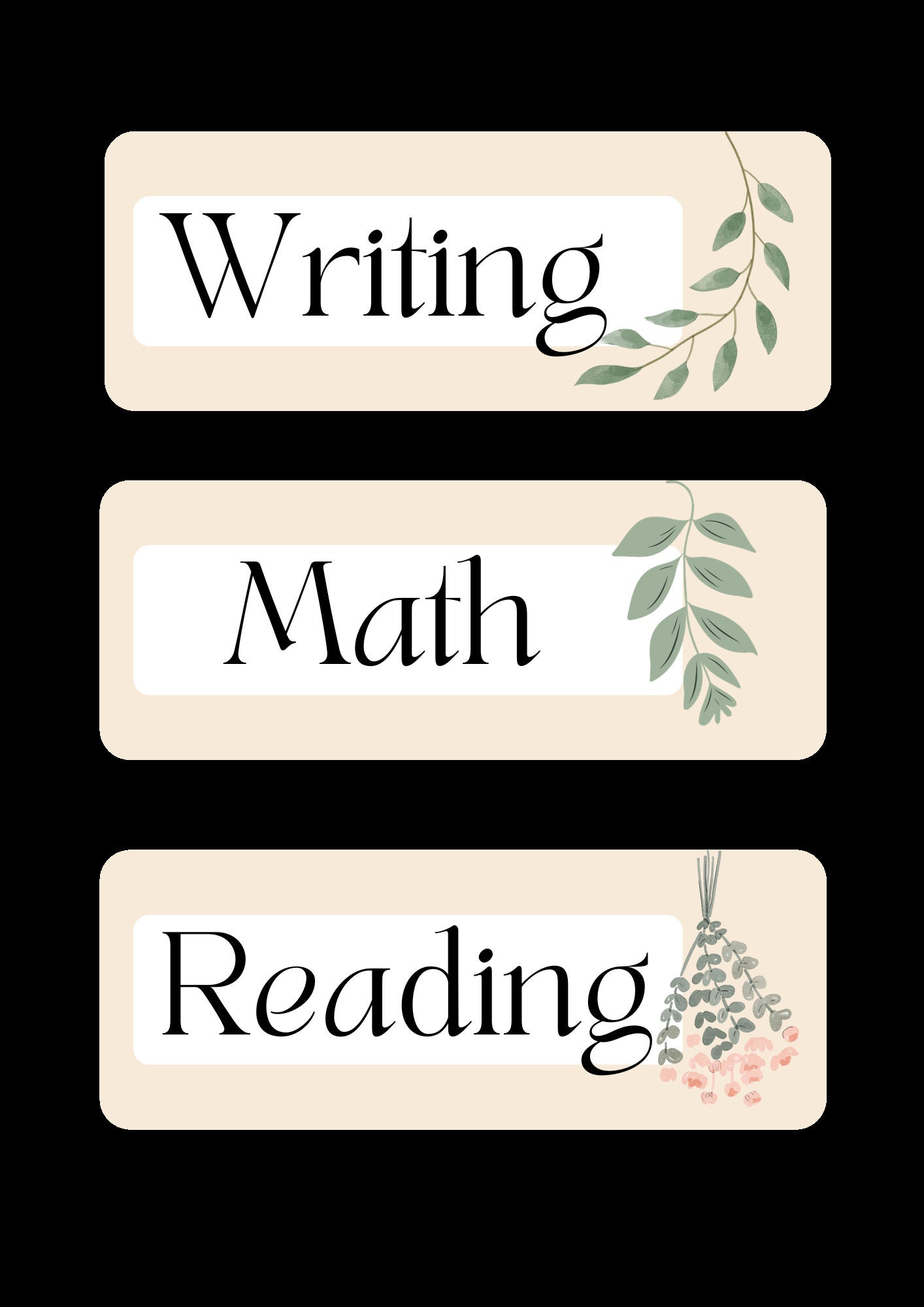 Editable Daily Class Schedule - Shape of the Day - Boho Plant Theme ...