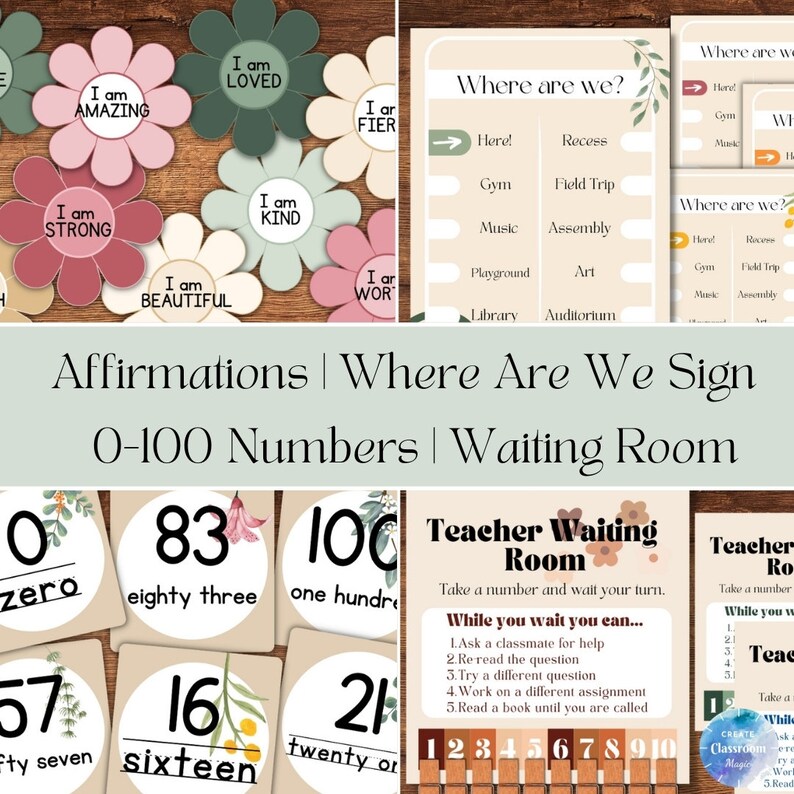 Boho Classroom Decor Bundle Calm and Neutral Plant Theme Complete ...