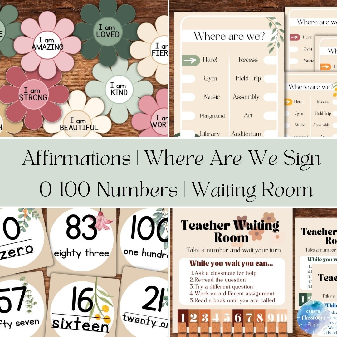 Boho Classroom Decor Bundle Calm and Neutral Plant Theme Complete ...