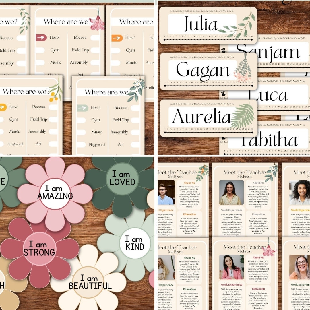 Boho Classroom Decor Bundle Calm and Neutral Plant Theme Complete ...