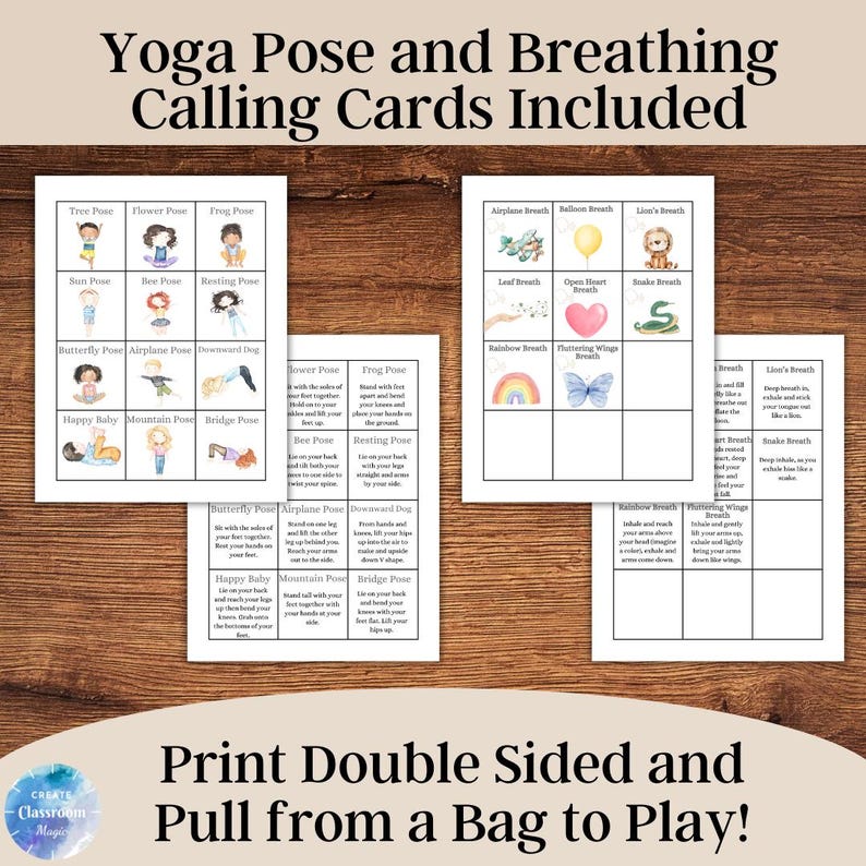 Printable Yoga Bingo Game for Kids – Watercolor-themed Movement and ...