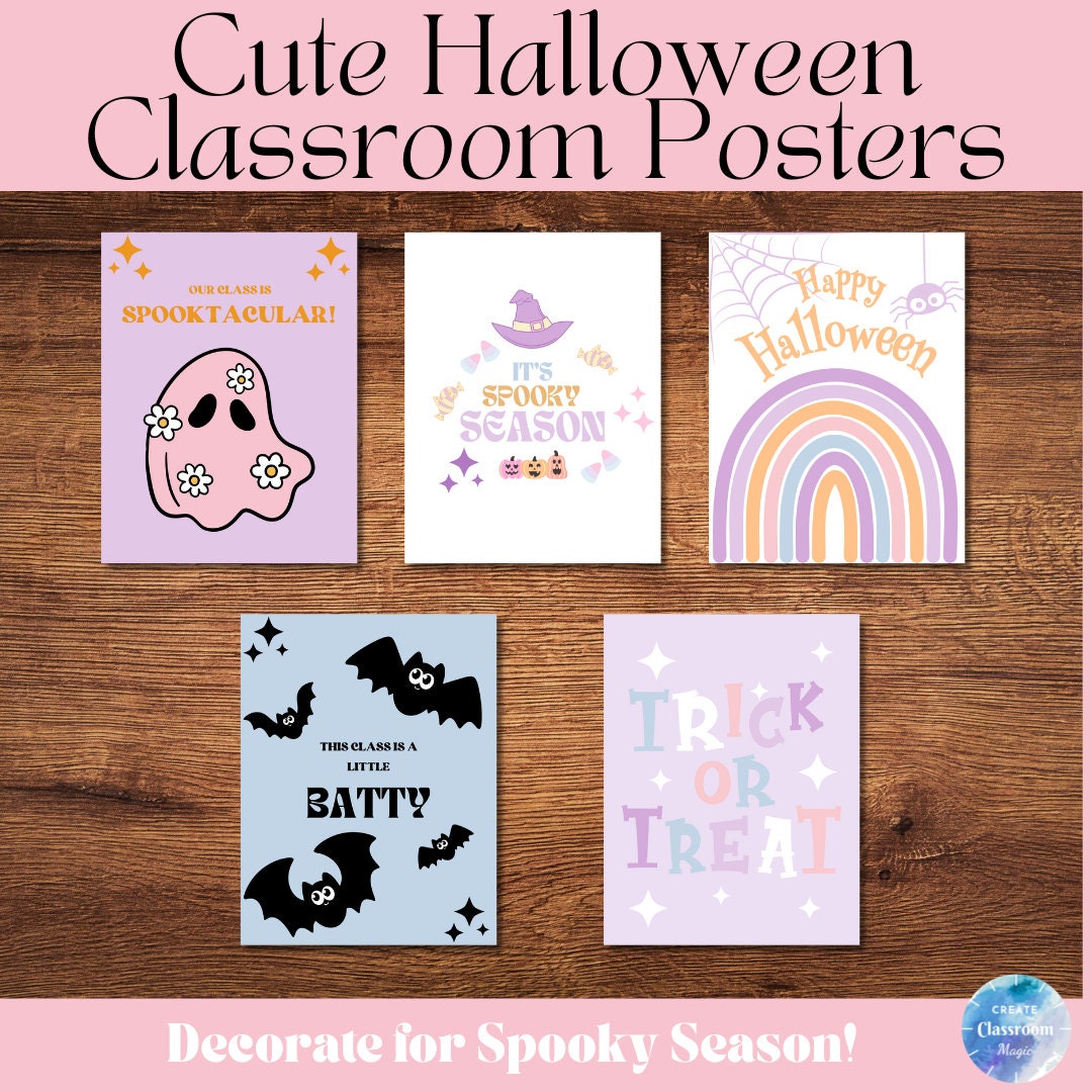Cute Halloween Classroom Posters Spooky Decor Wall Art for - Etsy