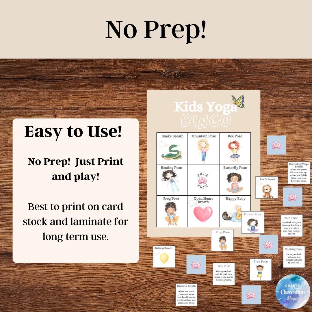 Printable Yoga Bingo Game for Kids – Watercolor-themed Movement and ...