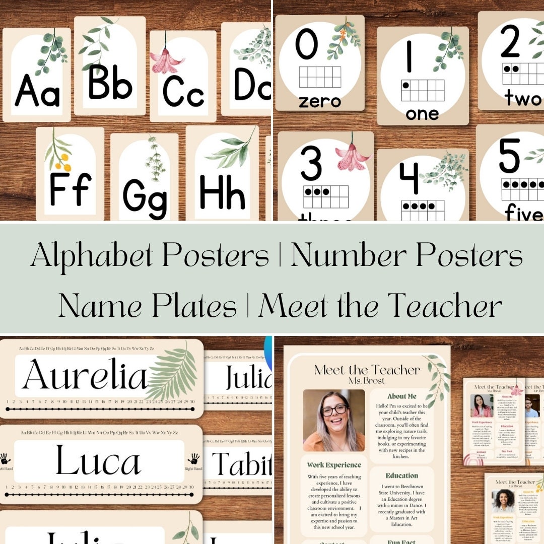 Boho Classroom Decor Bundle Calm and Neutral Plant Theme Complete ...