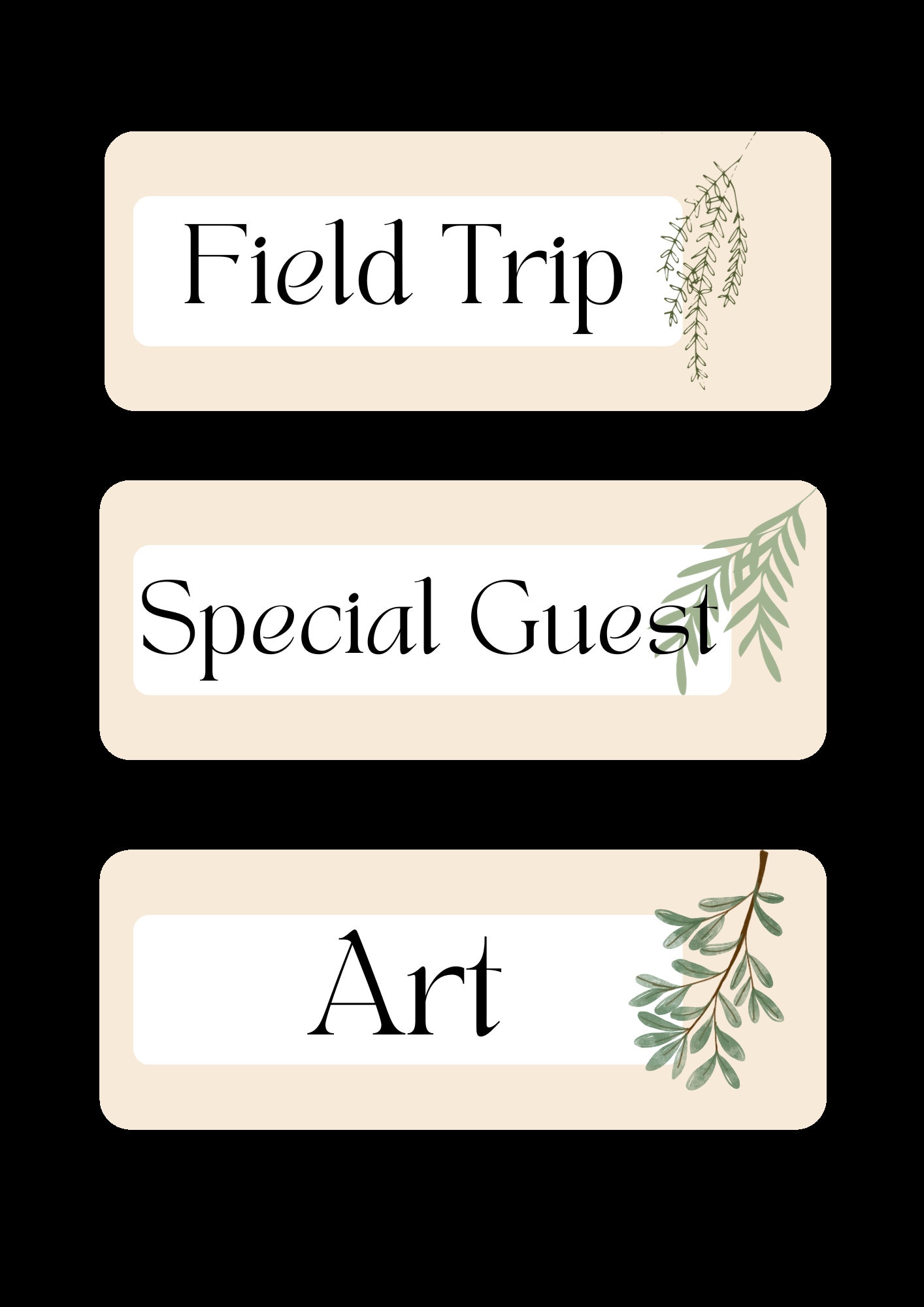 Editable Daily Class Schedule - Shape of the Day - Boho Plant Theme ...