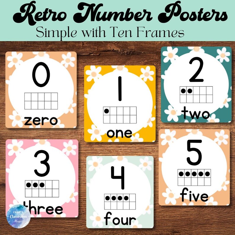 Retro Number Posters | Flower Power | Daisy Classroom Decor | Ten ...