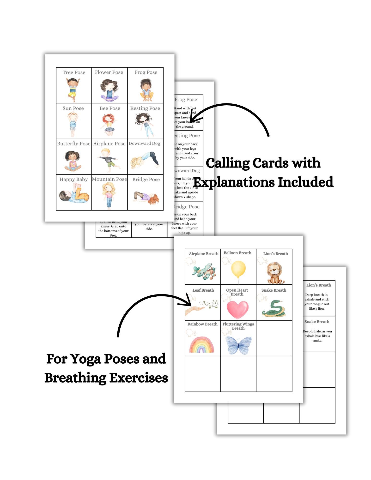 Printable Yoga Bingo Game for Kids – Watercolor-themed Movement and ...