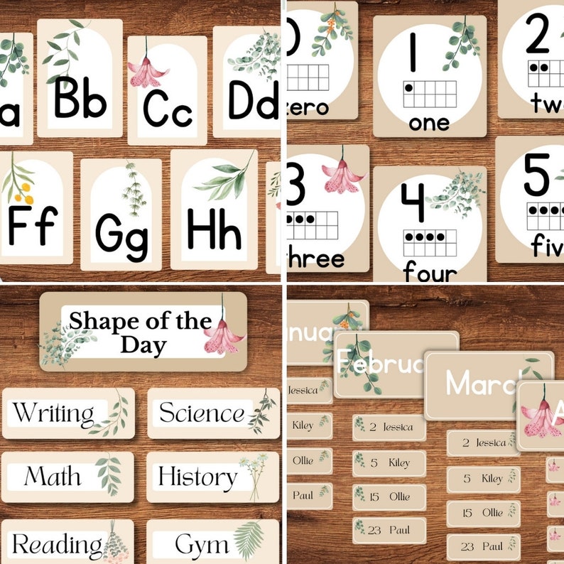 Boho Classroom Decor Bundle - Calm and Neutral Plant Theme - Complete ...