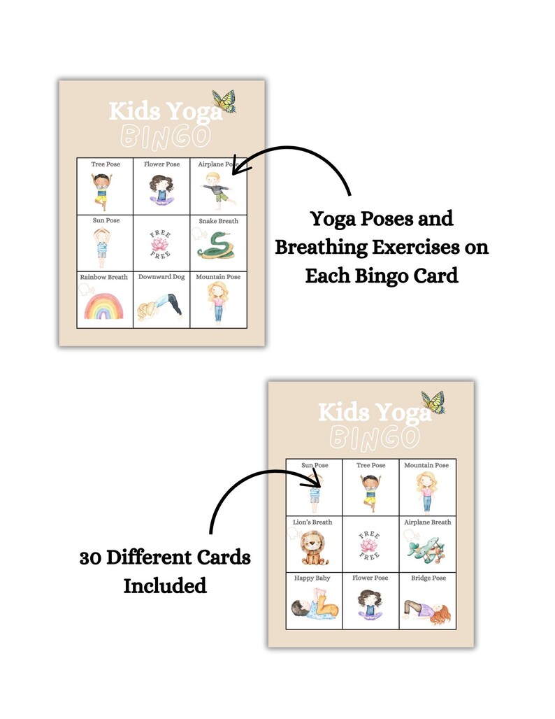 Printable Yoga Bingo Game for Kids – Watercolor-themed Movement and ...