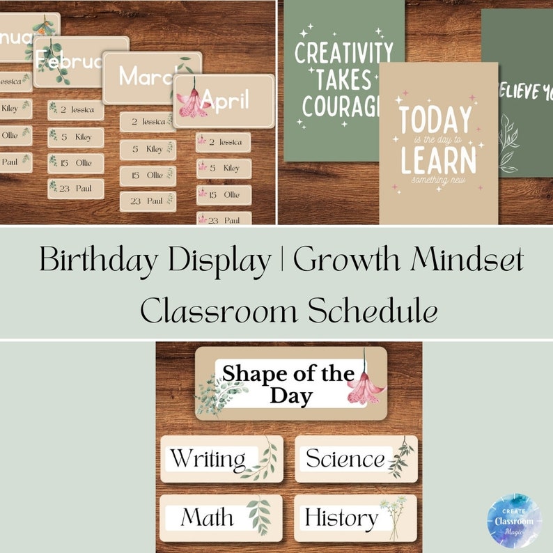 Boho Classroom Decor Bundle - Calm and Neutral Plant Theme - Complete ...