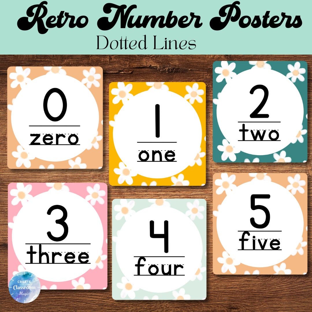 Retro Number Posters | Flower Power | Daisy Classroom Decor | Ten ...