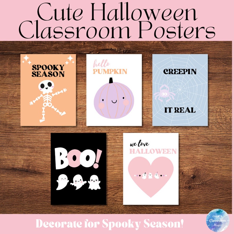 Cute Halloween Classroom Posters Spooky Decor Wall Art for Teachers ...
