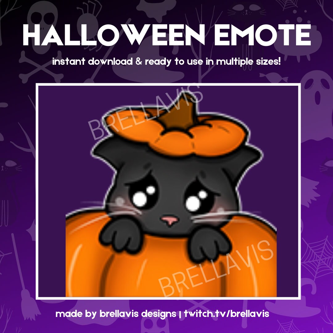 SCARED PUMPKIN CAT Halloween Emote! Twitch, Discord, Youtube, Facebook ...