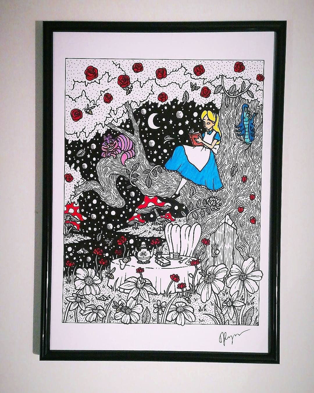Alice Reading in Wonderland Handmade PRINT A4 - Etsy