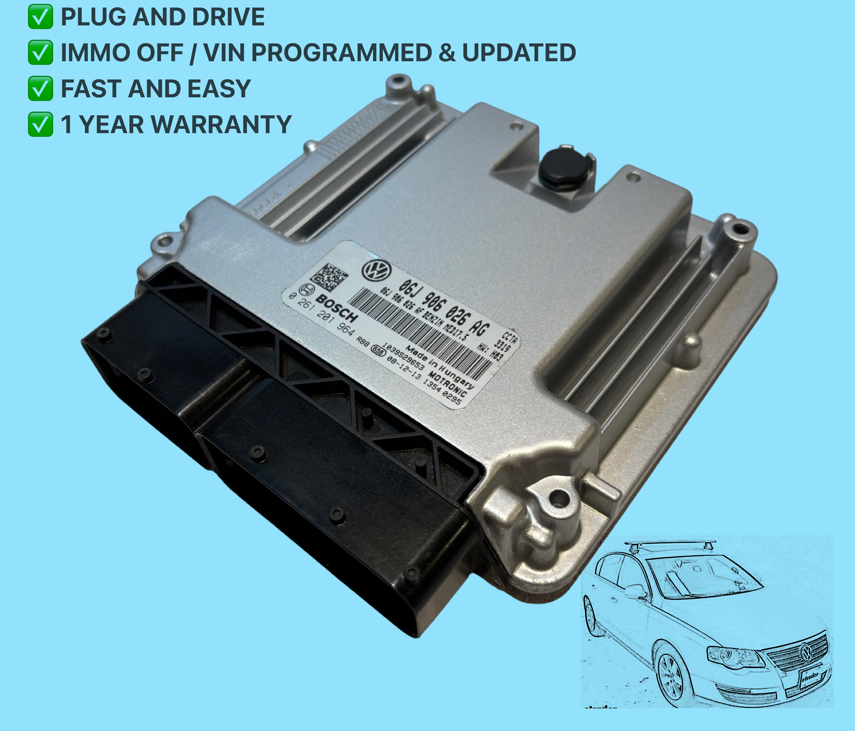 Immo off Plug&drive 2008-2009 Volkswagen Passat Engine Control - Etsy