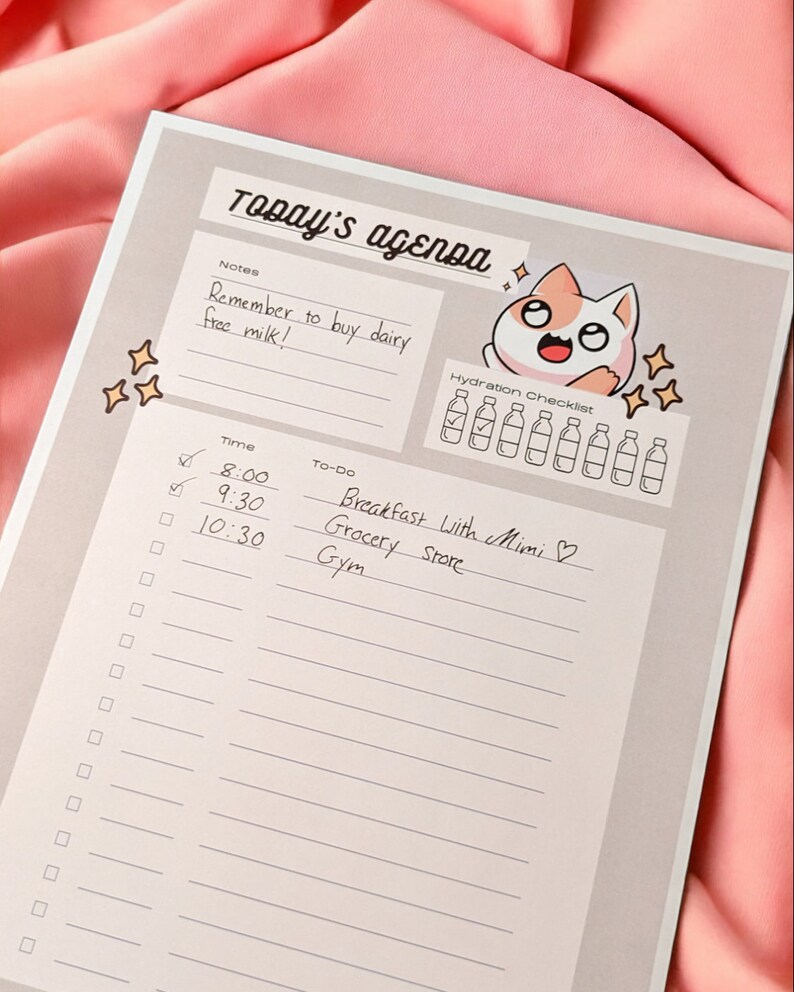 To Do List Printable Checklist Kawaii Cat Aesthetic Daily - Etsy