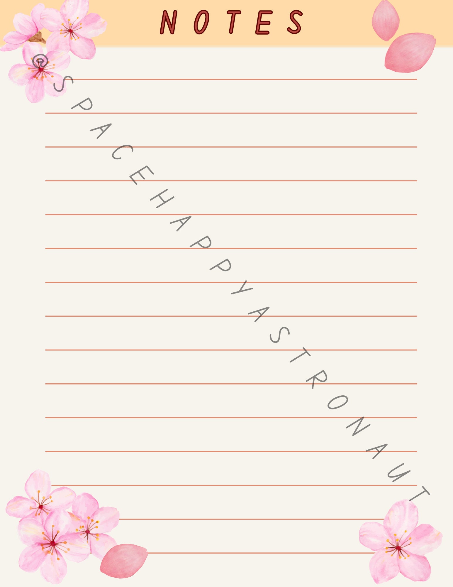 Printable Daily Planner Page and Notes Page Sakura Spring Japan Undated ...