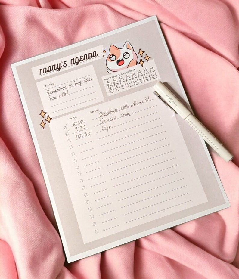To Do List Printable Checklist Kawaii Cat Aesthetic Daily - Etsy