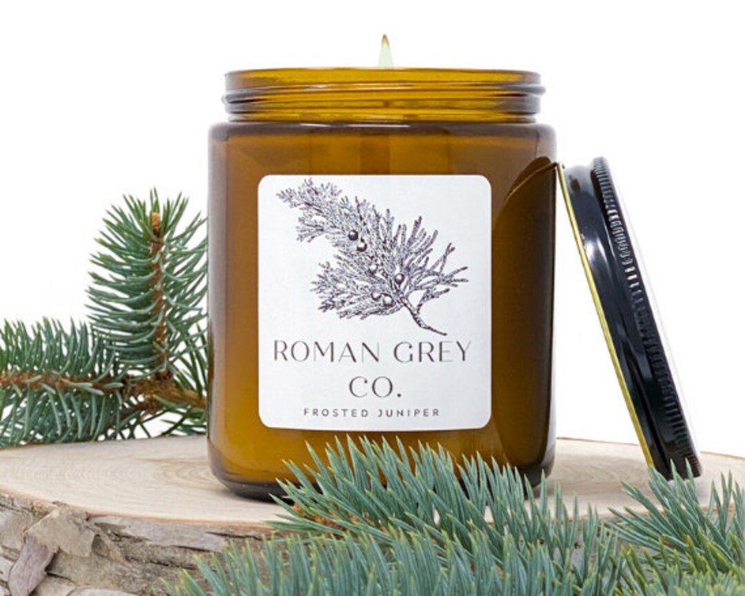 Frosted Juniper Candle, Amber Jar, Amber Jar Candle, Handmade Candle ...