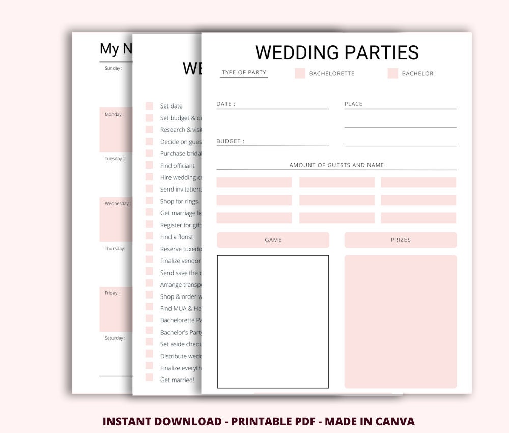 Wedding Planner Printable Printable Wedding Planner Pages Wedding Plan ...