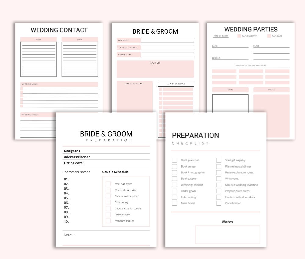 Wedding Planner Printable Printable Wedding Planner Pages Wedding Plan ...