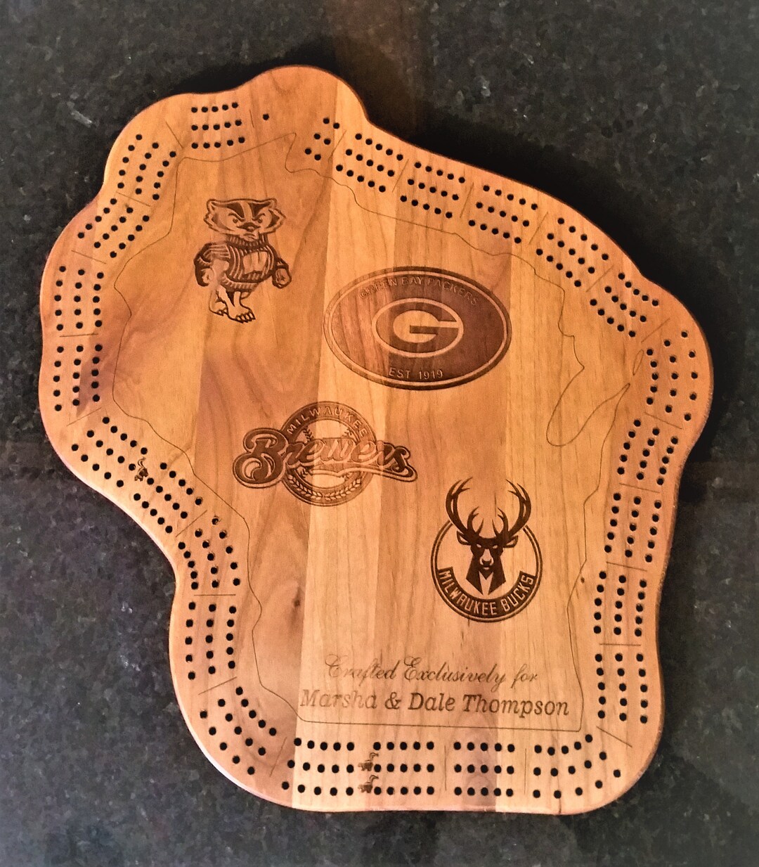 Custom Wisconsin WI Cribbage Board. Sports Teams. Personalized. - Etsy