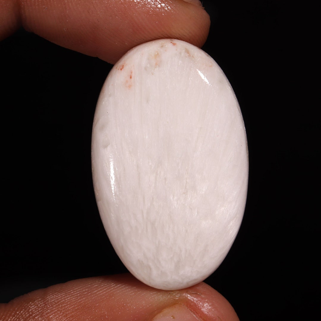 Classic Top Quality Natural White Scolecite Oval Shape Cabochon Loose Gemstone for Making ...