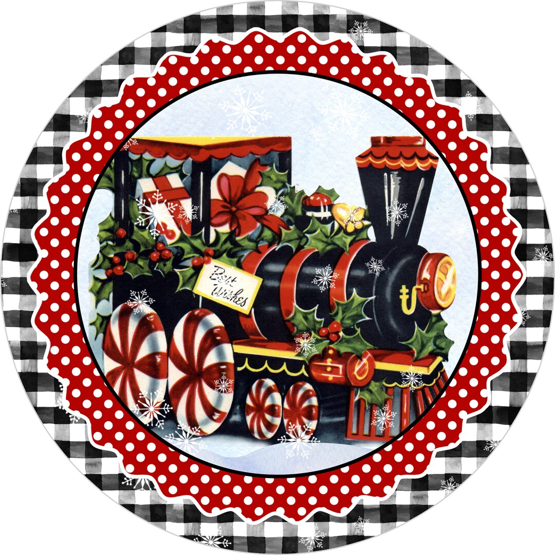 Best Wishes Christmas Sign, Christmas Peppermint Candies Train Sign ...