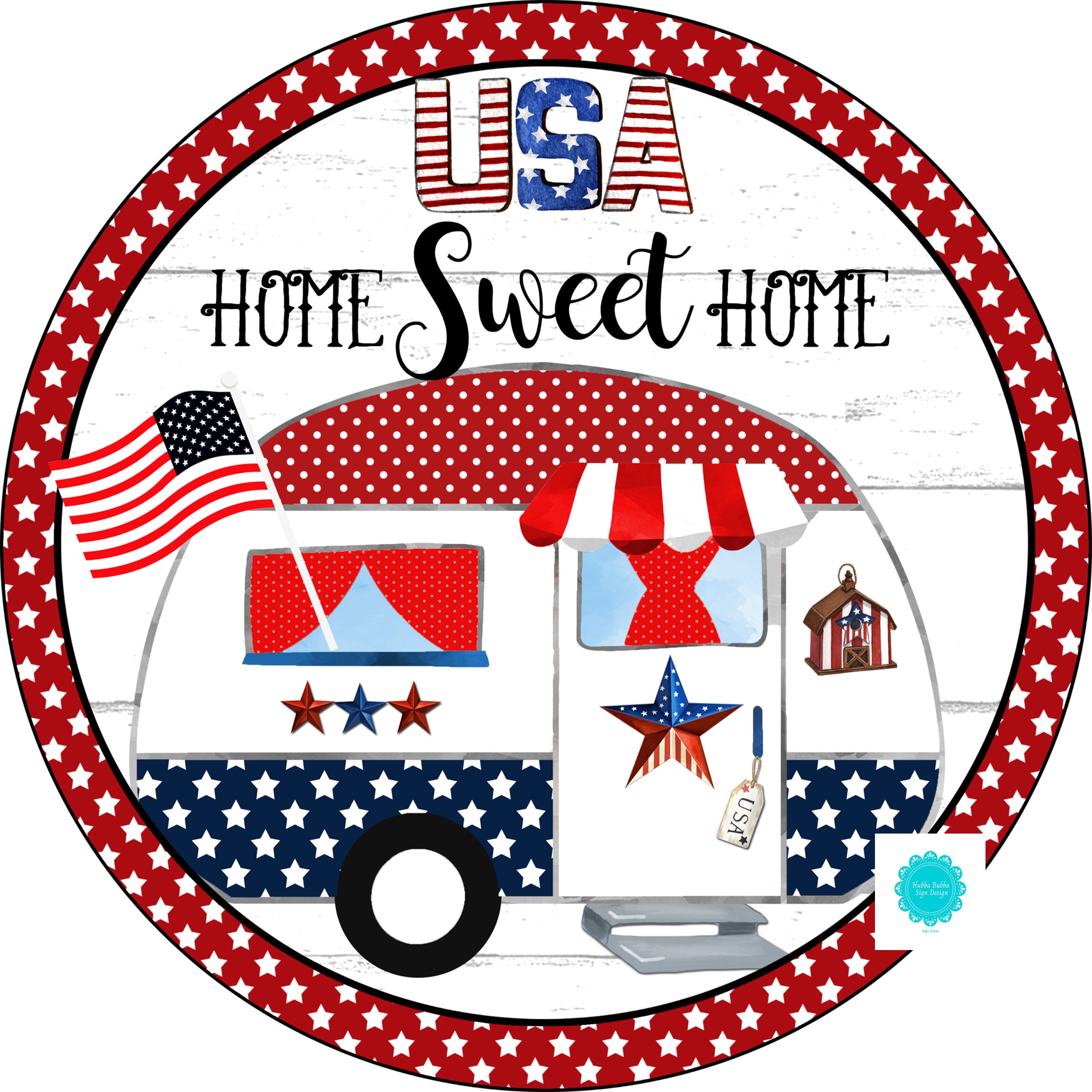 USA Home Sweet Home Sign Patriotic Sign Camper Sign Wreath - Etsy