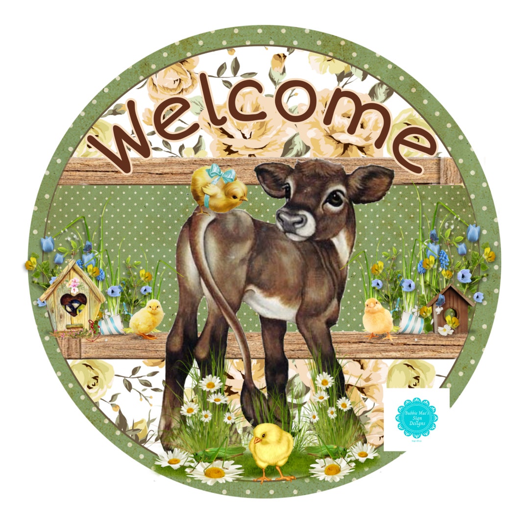 Spring Welcome Cow Sign Everyday Sign Cow Sign Farm Animal - Etsy