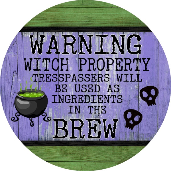 Warning Witch Property Sign - Etsy