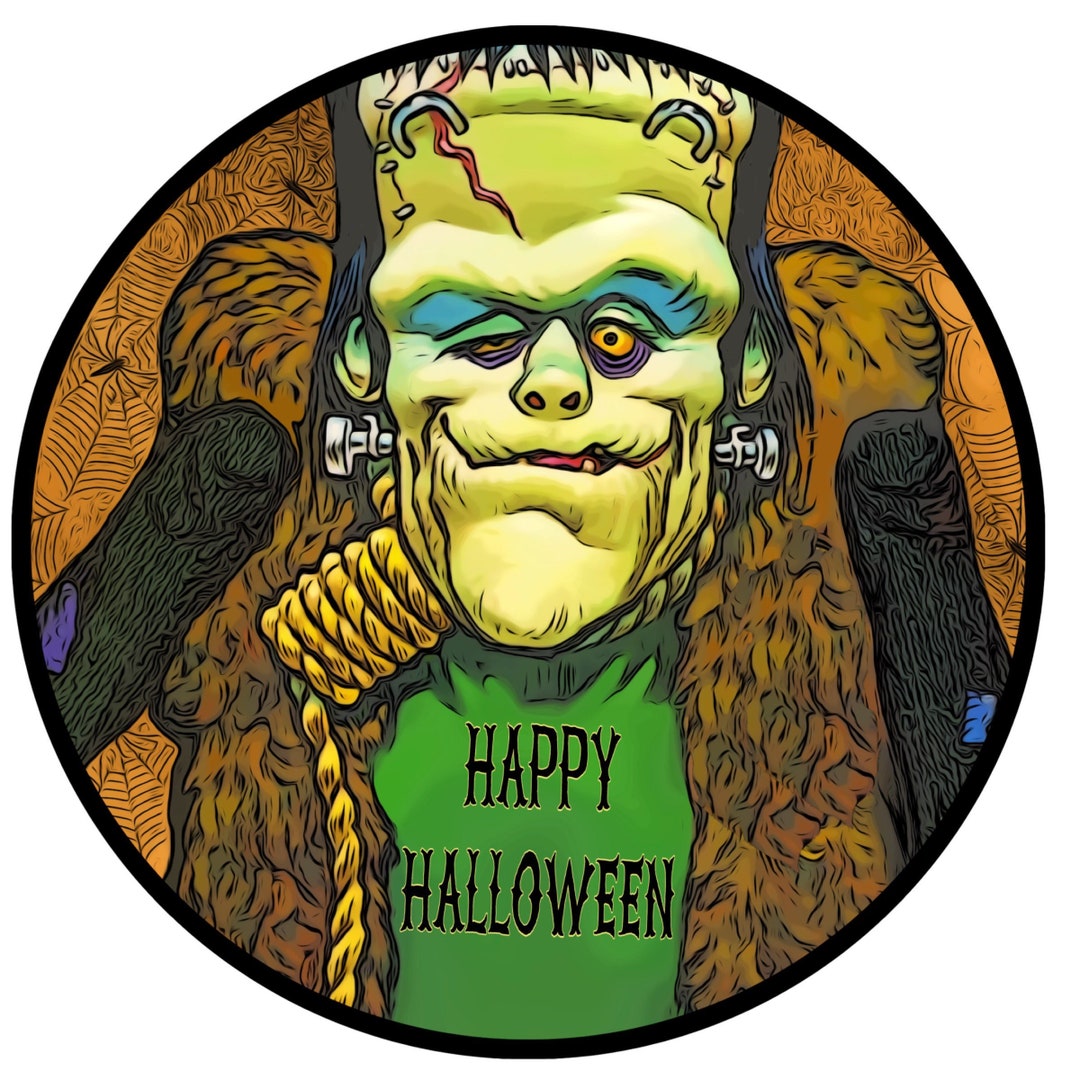 Happy Halloween Sign, Halloween Franky Sign, Monster Sign, Wreath Sign ...