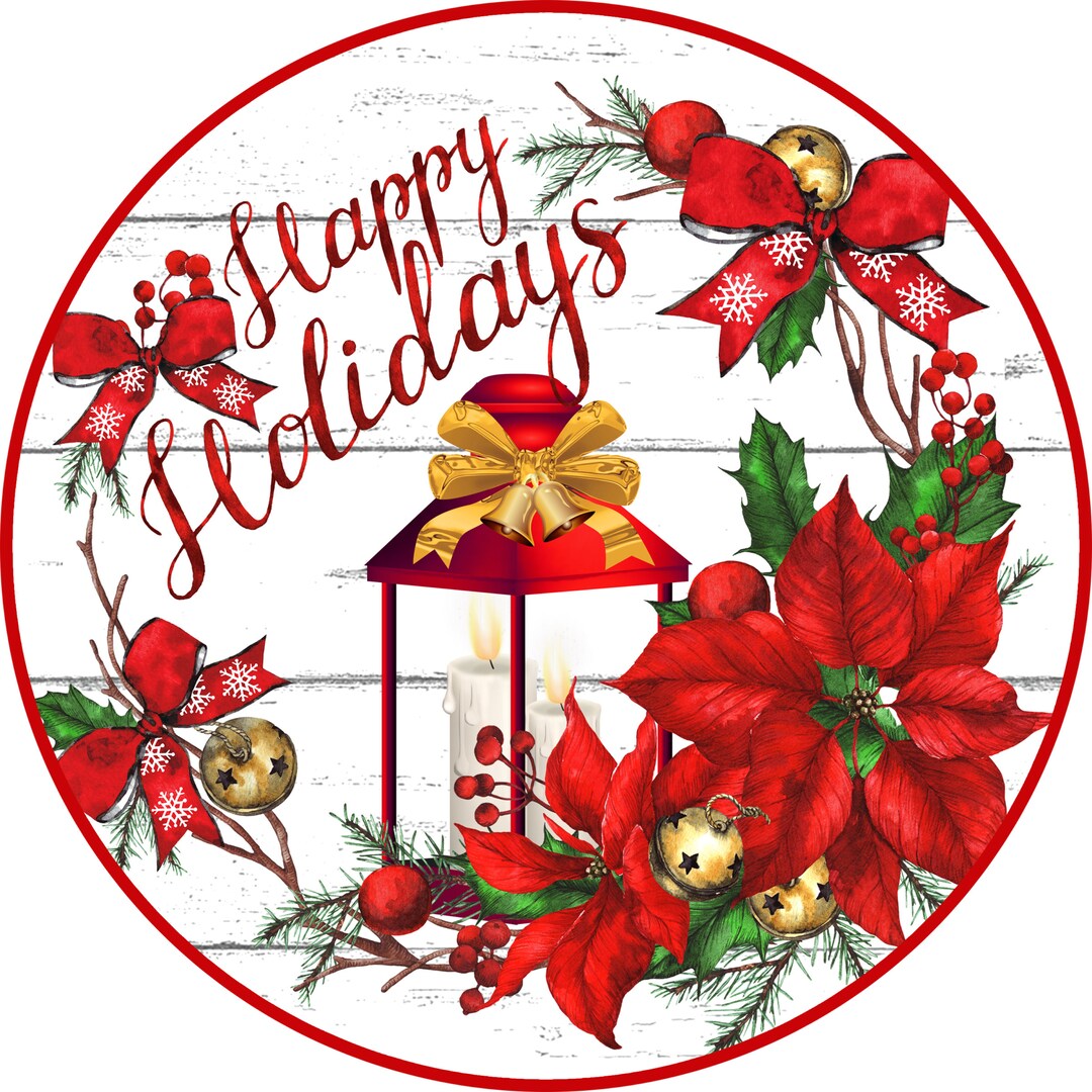 Happy Holidays, Poinsettia Sign, Lantern Signs, Holiday Sign, Winter ...