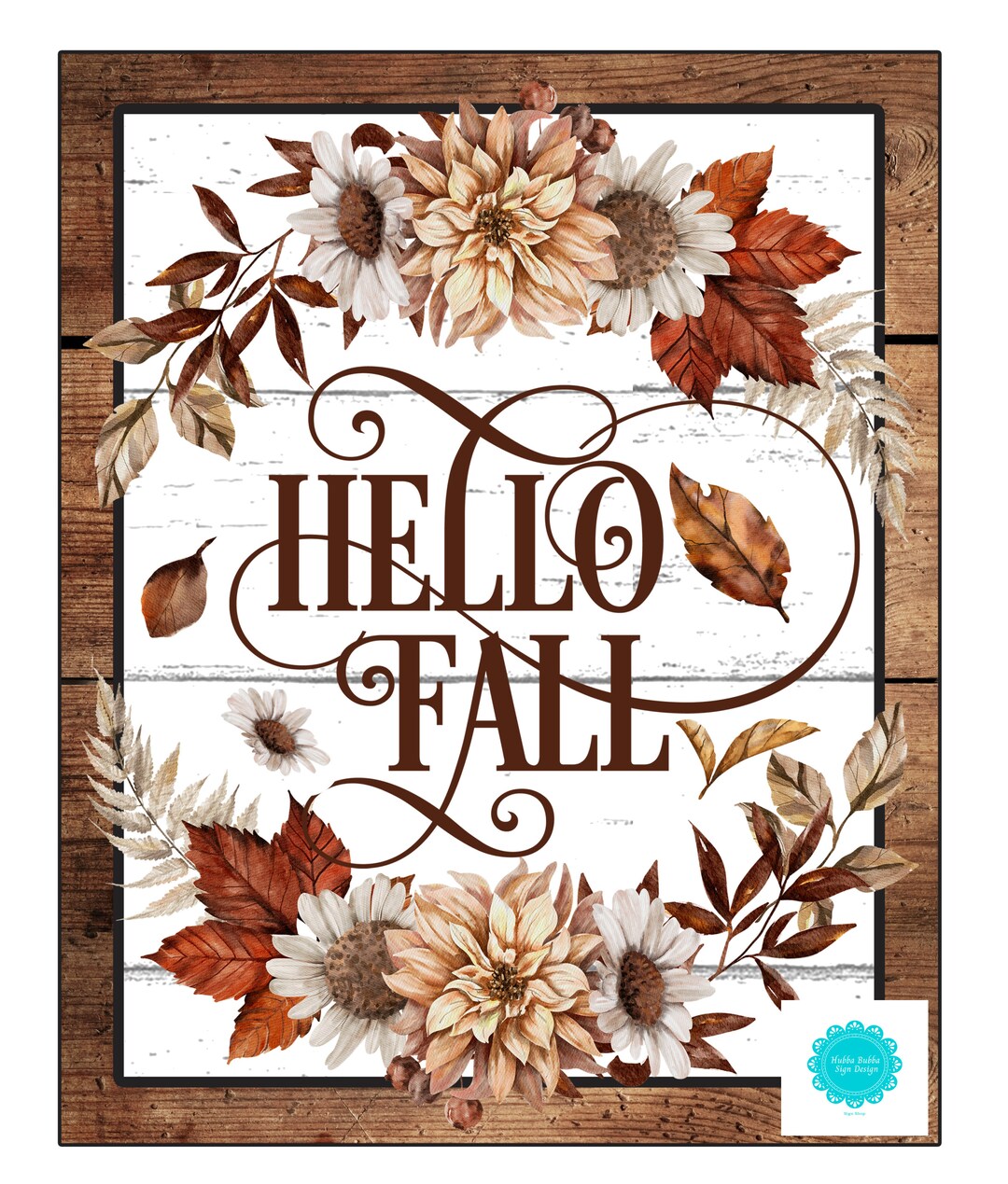 Hello Fall Sign, Fall Sign, Fall Leaves Sign, Farmhouse Wreath Sign ...