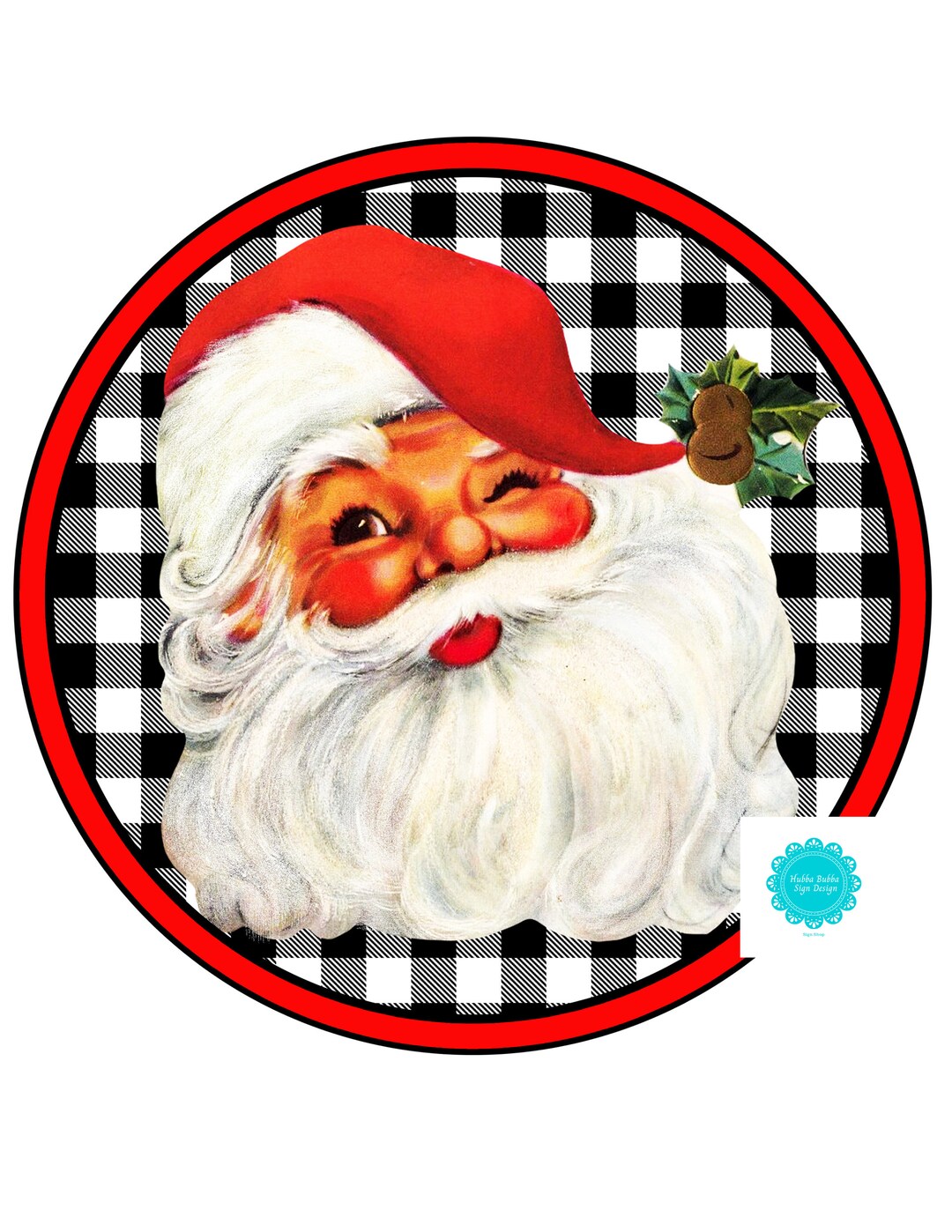 Santa Winking Sign, Christmas Santa Sign, Holiday Sign, Traditional ...