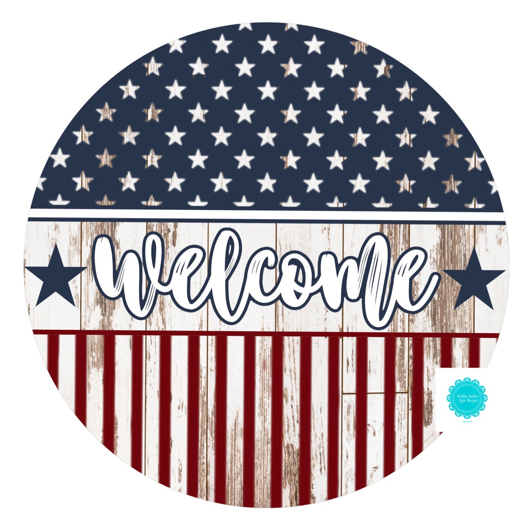 Welcome Stars and Stripes Metal Sign, Patriotic Home Decor - Etsy