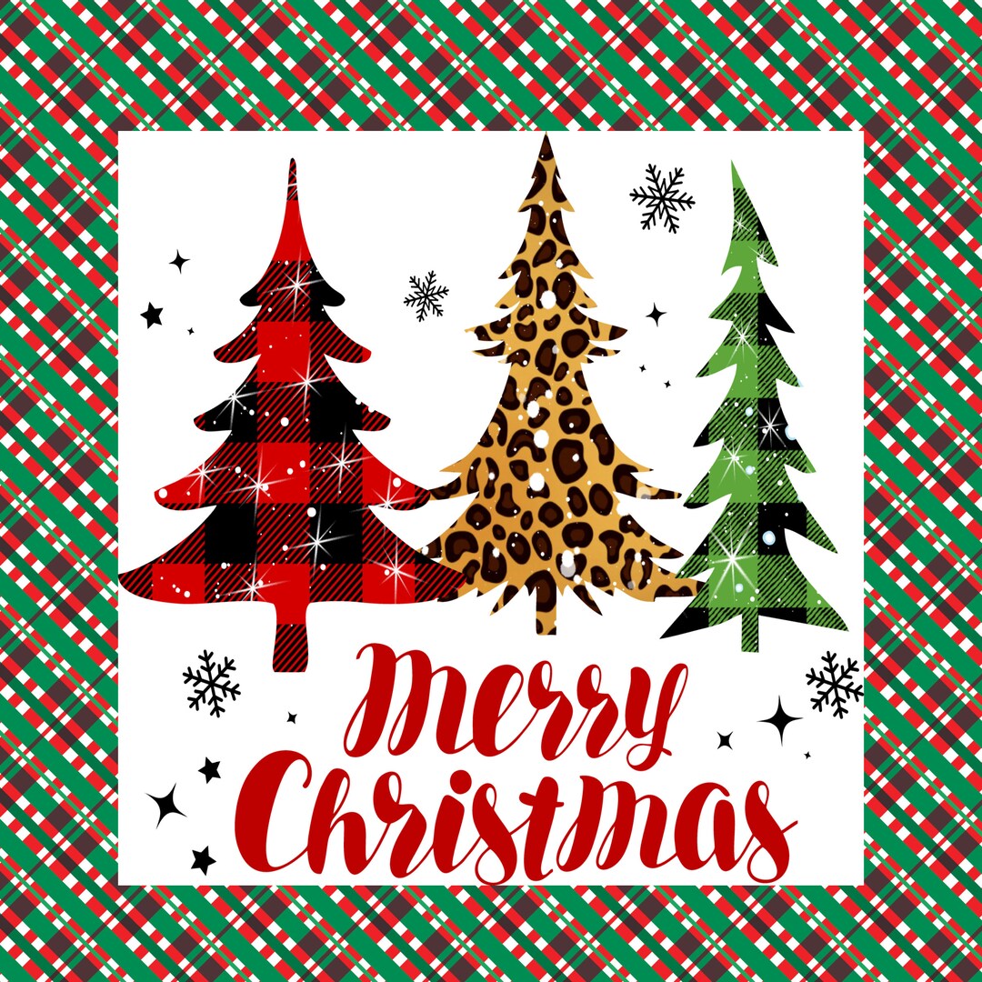 Merry Christmas Trees Sign, Holiday Buffalo Check Christmas Trees Sign ...