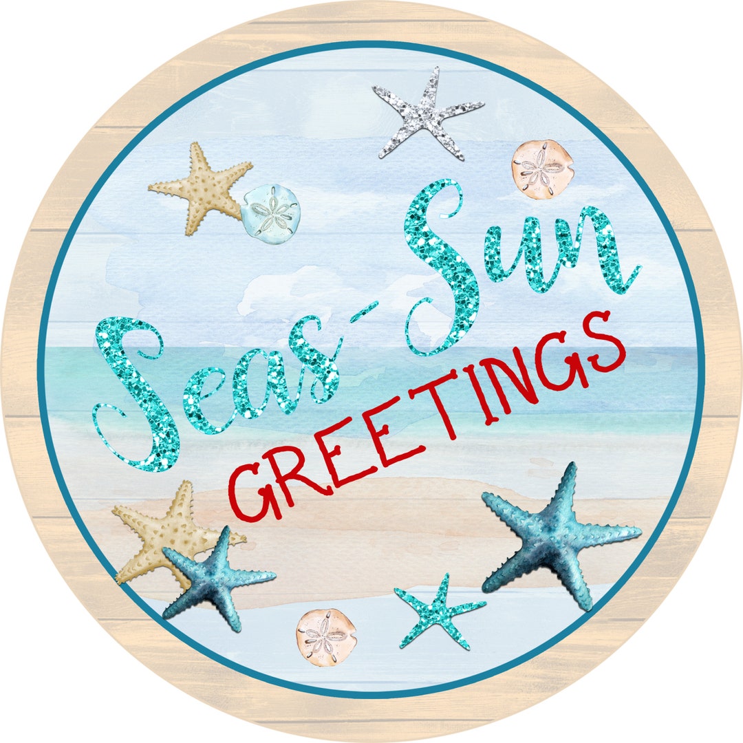 Sea Sun Greetings Sign, Winter Sign, Snowman Sign, Metal Wreath Sign ...
