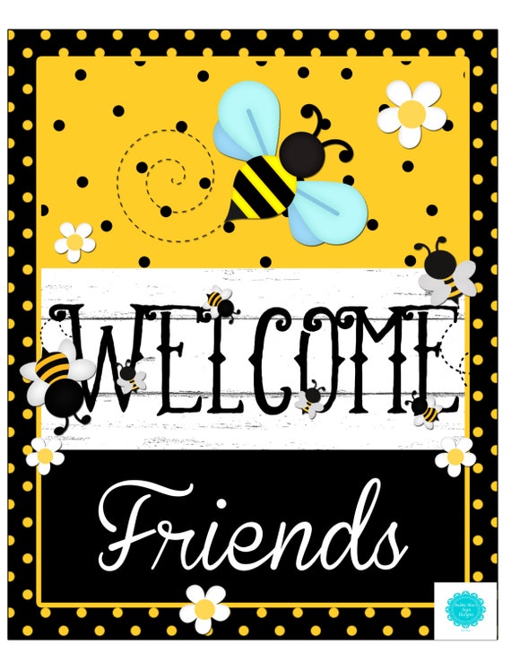 Welcome Friends Sign Bee Sign Honeycomb Sign Spring/summer - Etsy