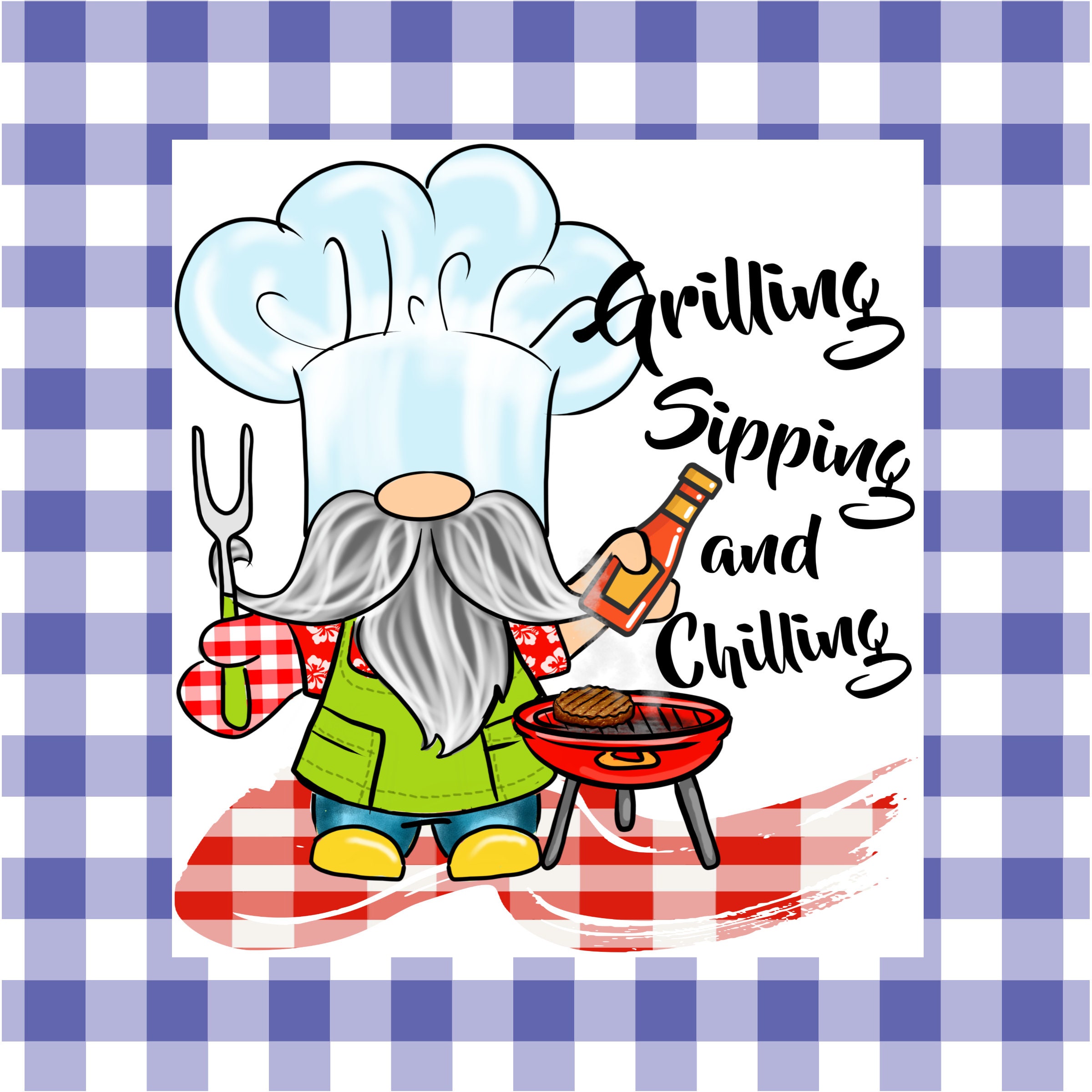 Grilling Sipping and Chilling Sign Summer Sign 4th of July - Etsy
