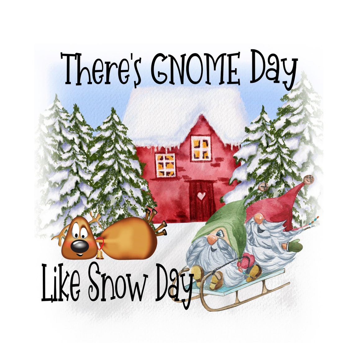 There's Gnome Day Like Snow Day Sign, Rustic Red Truck Sign, Winter ...