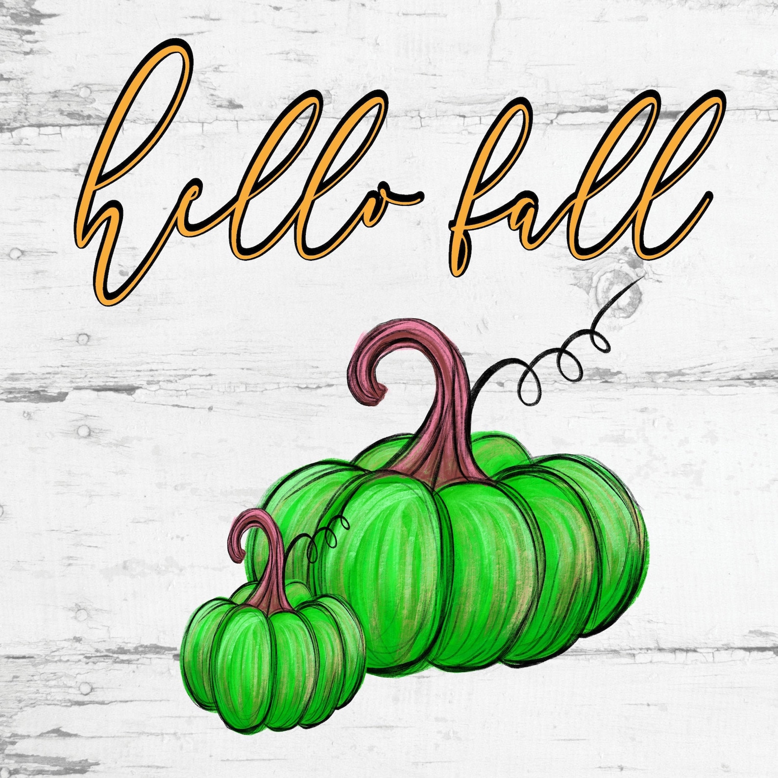 Hello Fall Sign Fall Sign Green Pumpkin Sign Shiplap Wreath - Etsy