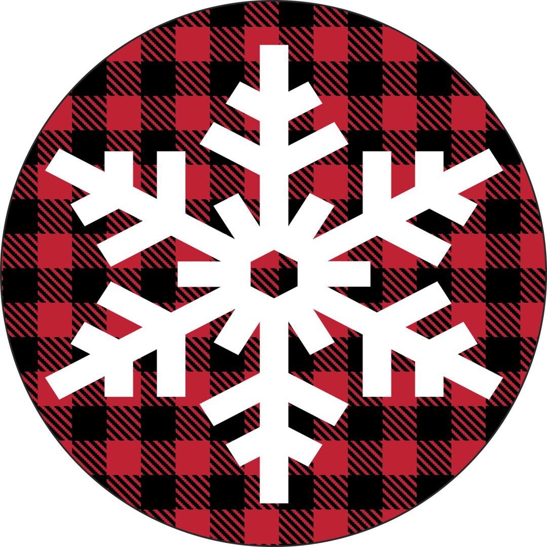 Snowflake Red Black Buffalo Check Sign, Snowflakes Sign, Rustic ...