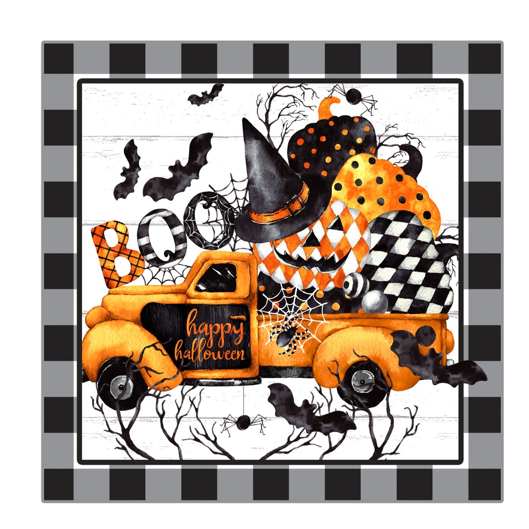 Happy Halloween Sign, Halloween Boo Sign, Halloween Witch Bats Pumpkins ...